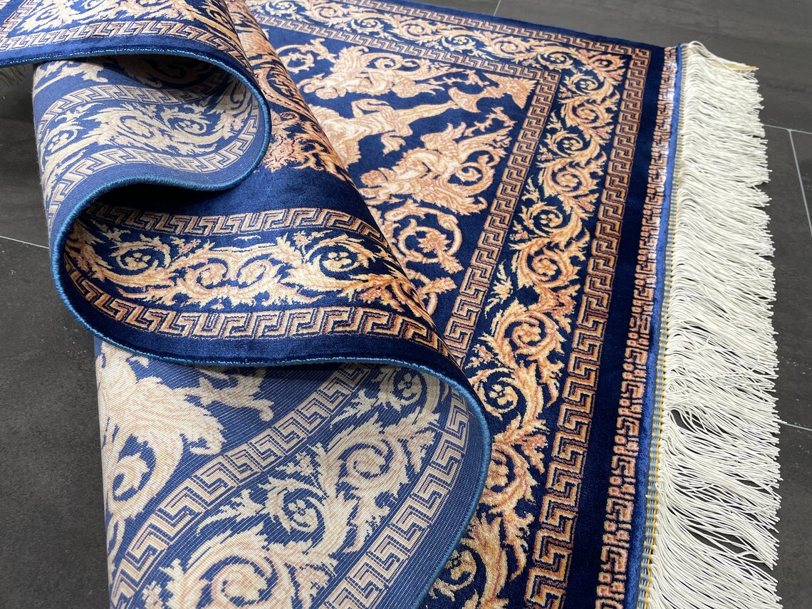 Angel Patterned Silk Rug, 3x4 Gift Silk Rug, Blue Silk Rug, Hight ...