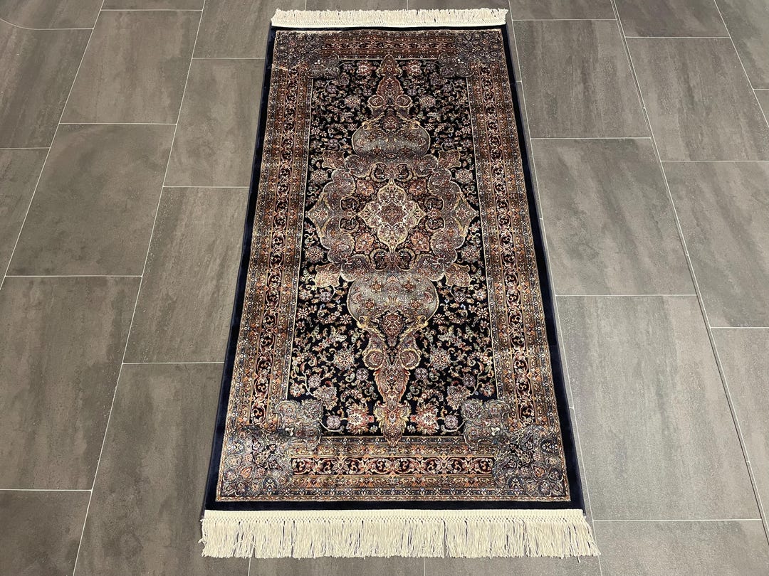 Small Silk Rug, 3x5 Area Rug, Green Rug, Bamboo Silk Rug, Turkish ...