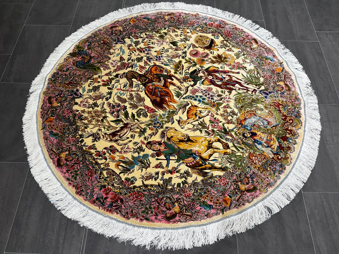 5x5 Round Pure Silk Rug, Circle Rug, 5x5 Carpet, Home Decor Rug, High ...