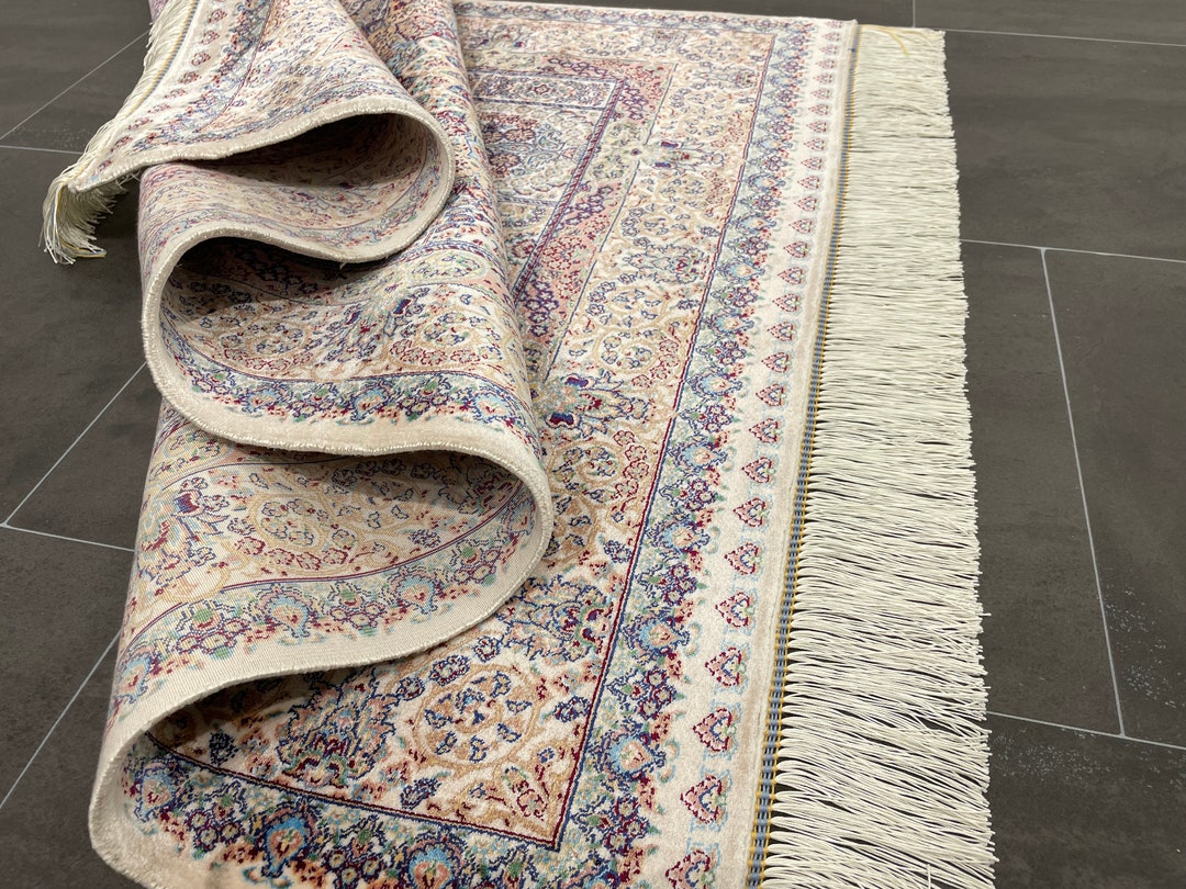 2x3 Classic Design Silk Rug, Beige Silk Rug, %100 Bamboo Silk Rug, Top ...