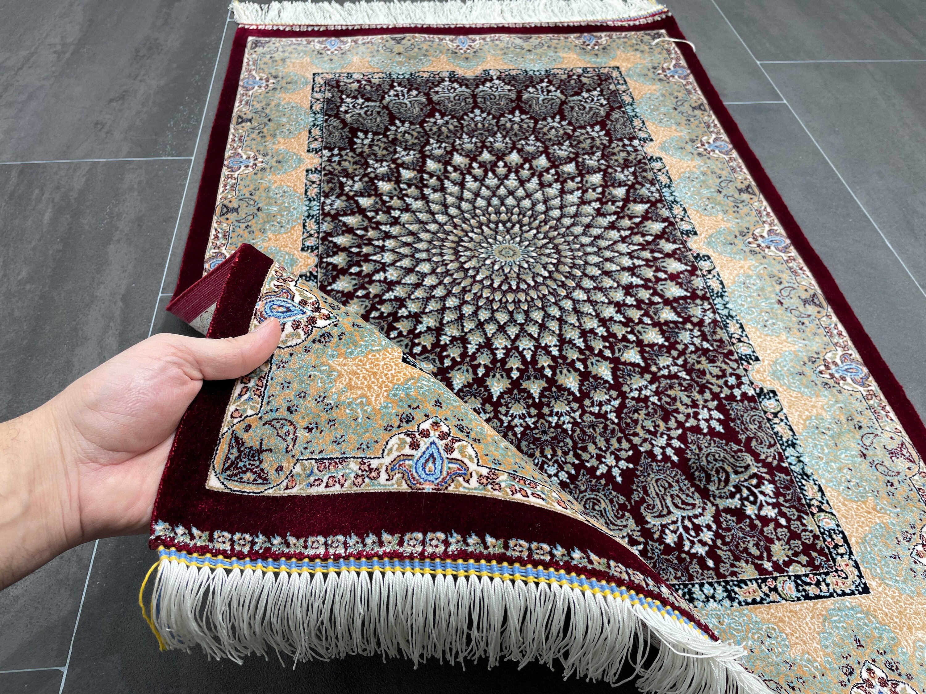 2x3 Mini Silk Rug, Red Silk Rug, 2x3 Gift Rug, Bamboo Silk Rug, 2x3 ...