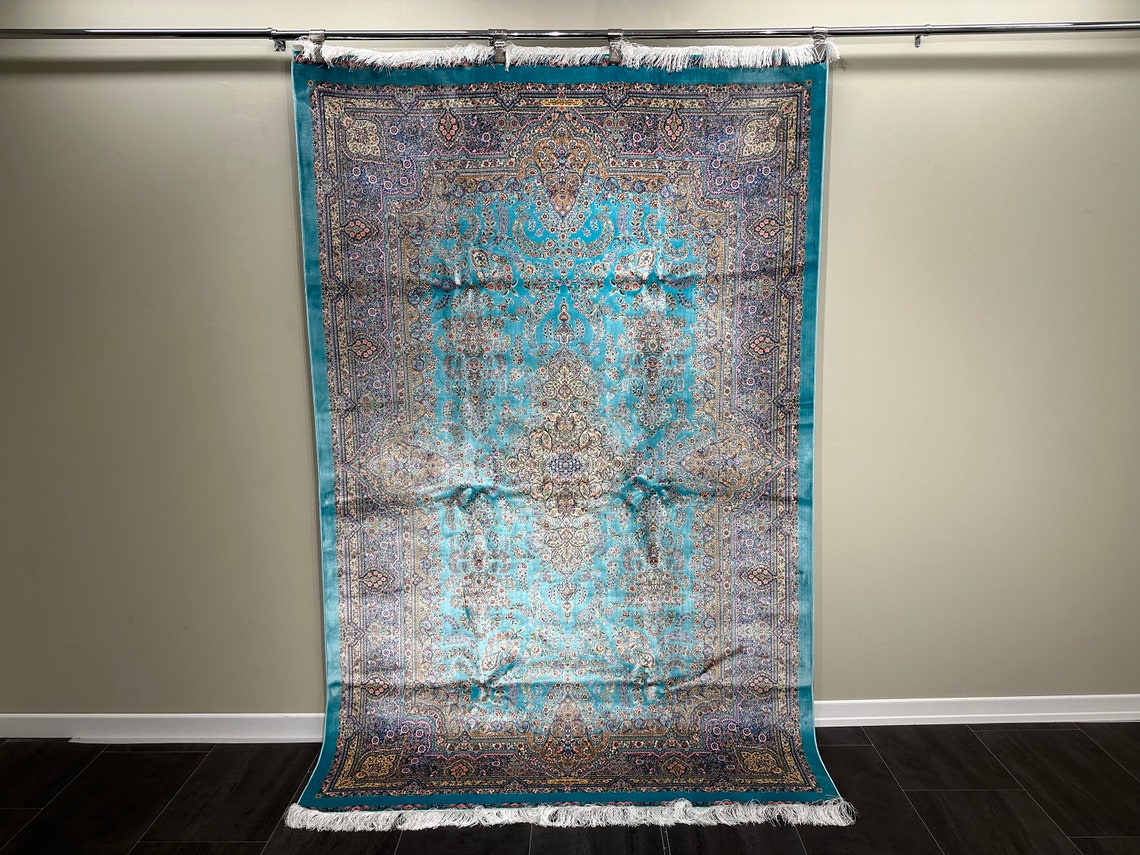 5x8 Classic Design Silk Rug, Blue Silk Rug, Hight Quality Silk Rug, 5x8 ...