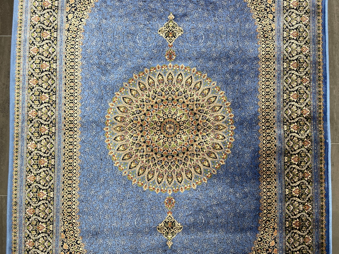 3x5 Blue Silk Rug, Bamboo Silk Rug, 3x5 Small Silk Rug, Hight Quality ...