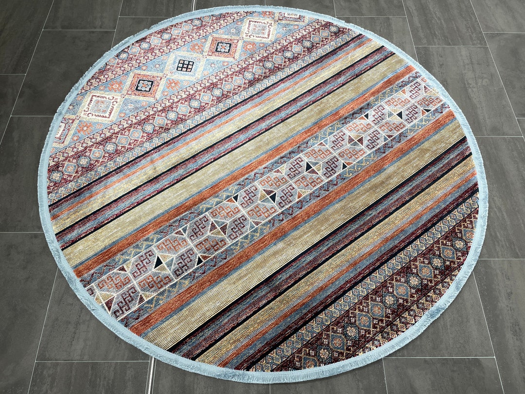 5x5 Round Bamboo Silk Rug, 5x5 Circle Rug, Viscose Carpet, 5x5 Area Rug ...