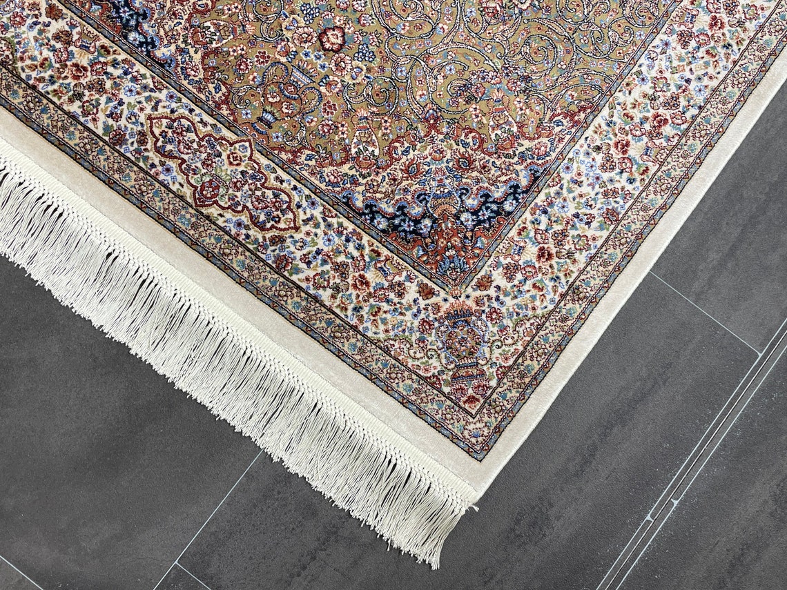 Small Silk Rug, 3x5 Classic Rug, Bamboo Silk Rug, 3x5 Carpet, Cream ...