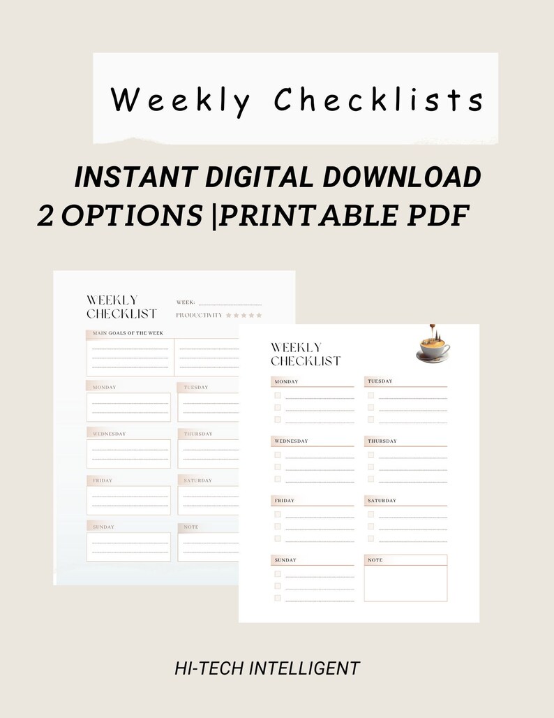 Weekly Checklist Printable Letter Size Printable - Etsy