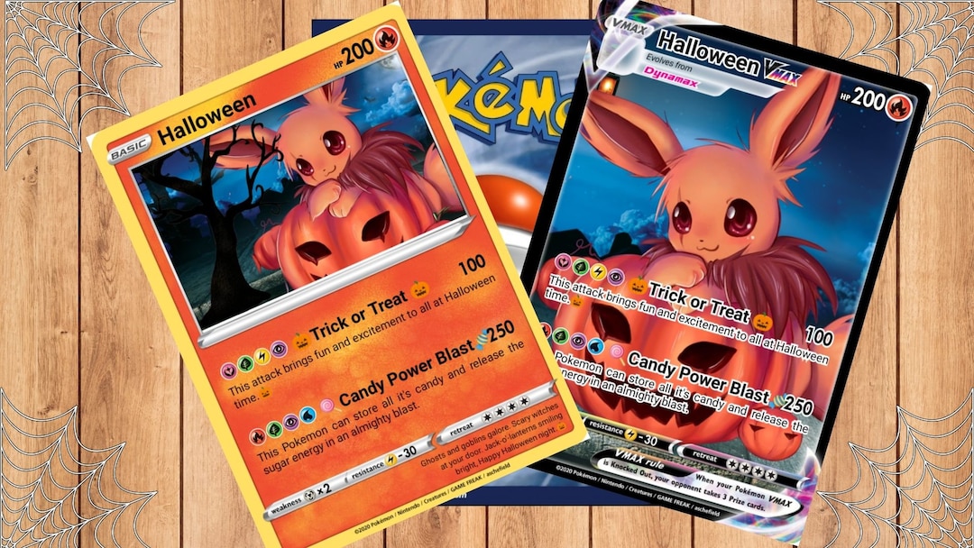 Halloween Eevee Pokemon Cards L INSTANT DOWNLOAD L Halloween Party L ...