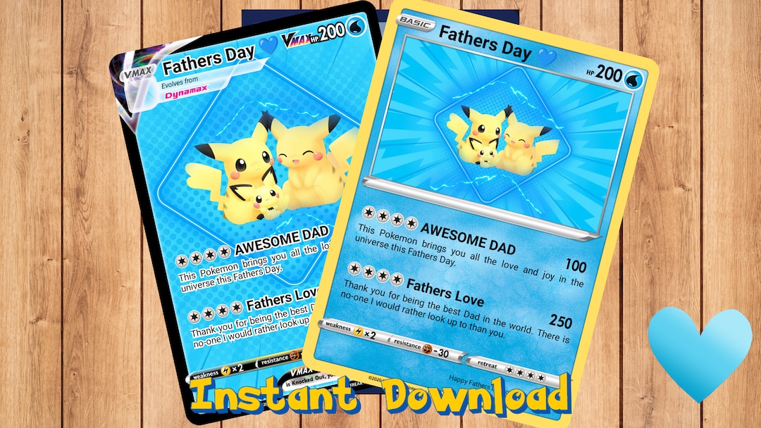 Father's Day Pokemon Cards L Father's Day Gift L Father's Day Card L ...