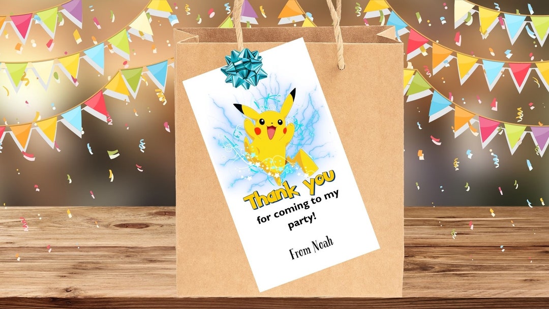 Pokemon Thank You Tag L Pikachu Theme Party L Pokemon Favor Tag L Party ...