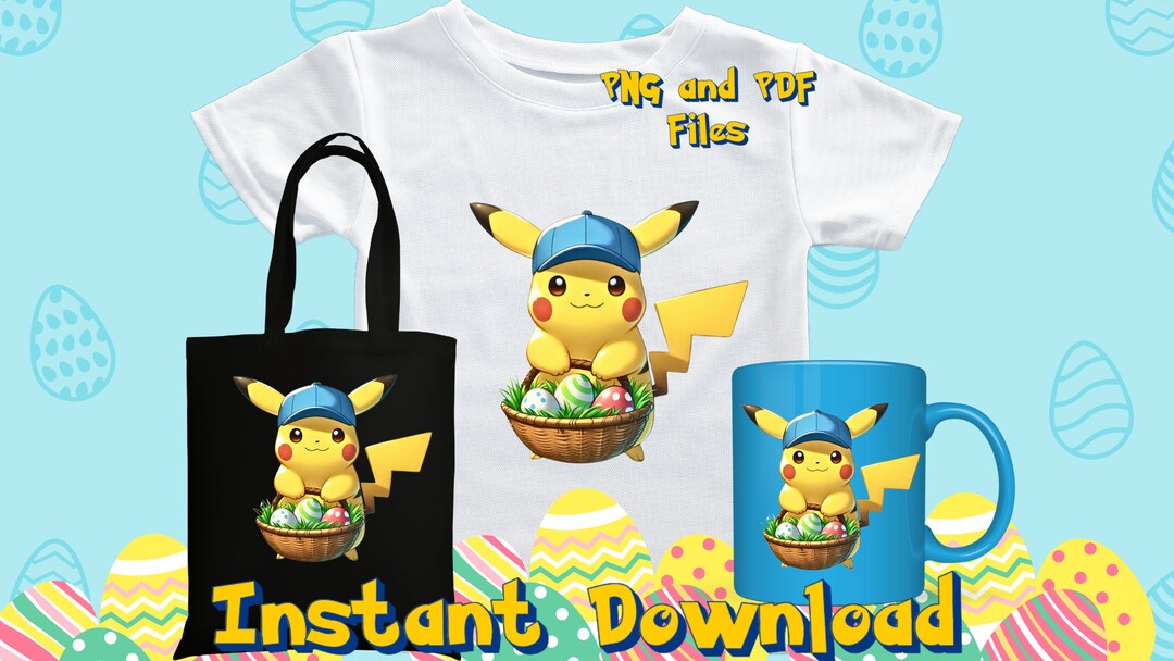 Pokemon Pikachu Easter PDF and PNG Files L Easter Tshirt Png L Instant ...