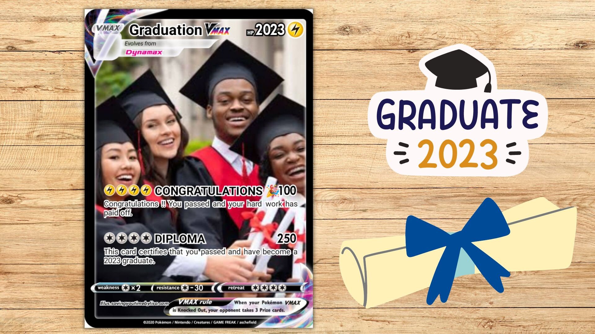 Custom Made Photo Pokemon Graduation Card L Custom Pokemon L - Etsy