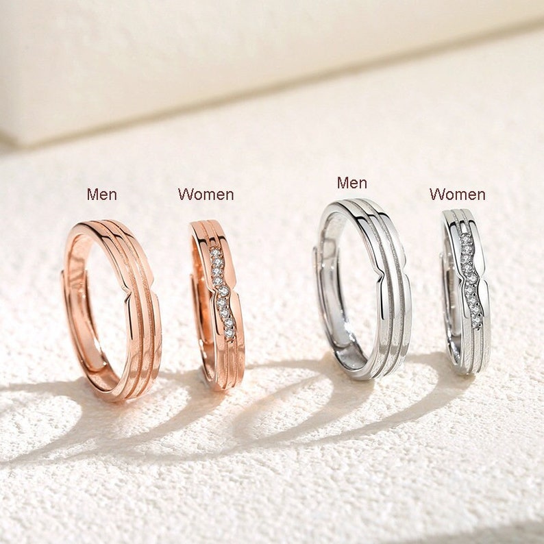 Adjustable Minimalist Couples Rings Matching Rings for Couples Long ...