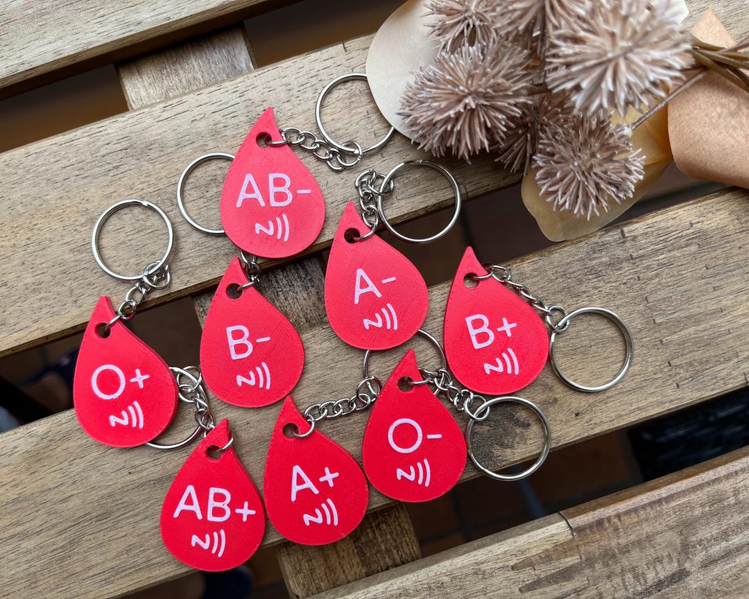 Blood Type Keychain With NFC Chip – Personalized Emergency Contact ...