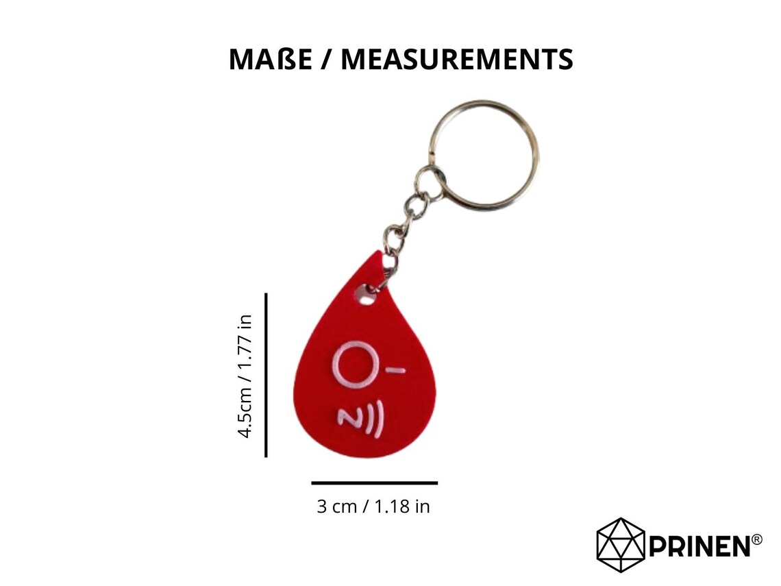 Blood Type Keychain With NFC Chip – Personalized Emergency Contact ...
