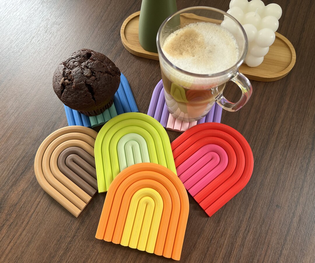 Customisable 3d-printed Rainbow Coasters X3 Set | 24 Colours for Your ...
