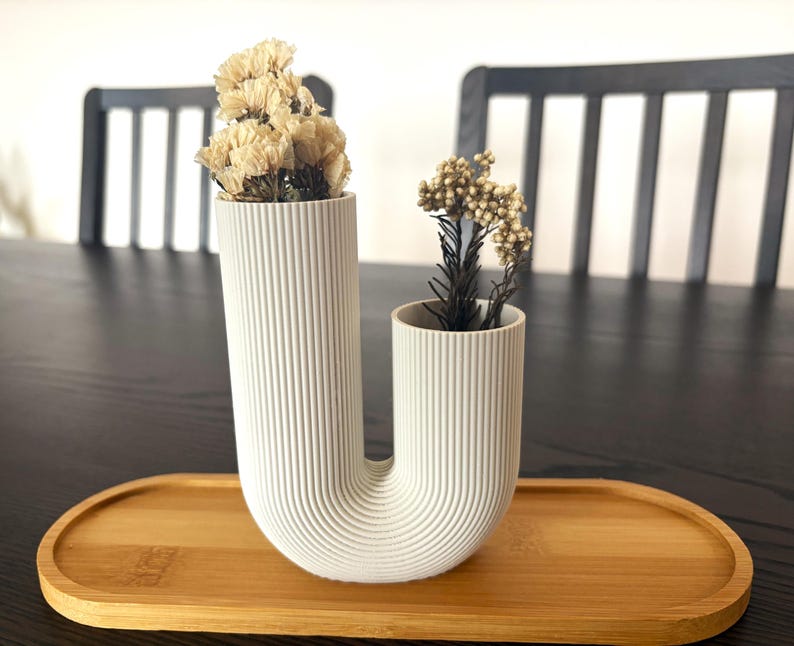 Modern U-shaped Vase – 3d-printed Decorative Vase in 32 Colors, Made of ...