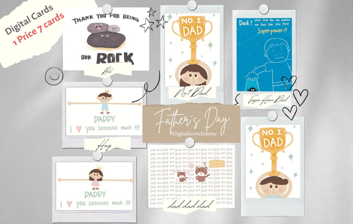 7in1 Printable Father's Day Card, Funny, Downloadable, Love, Digital ...