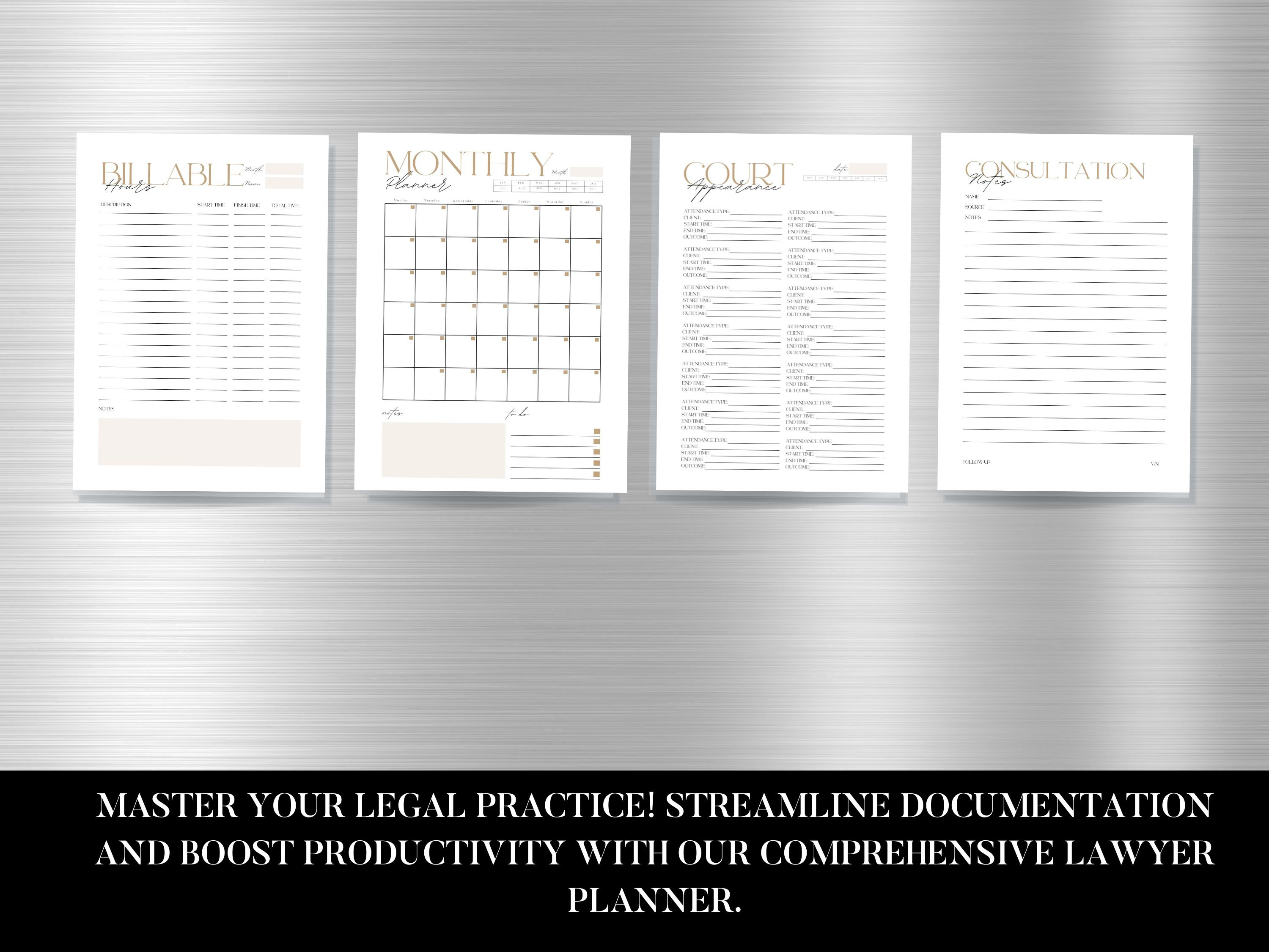 Attorney Planner PDF Legal Practice Client Organizer Digital Lawyer ...