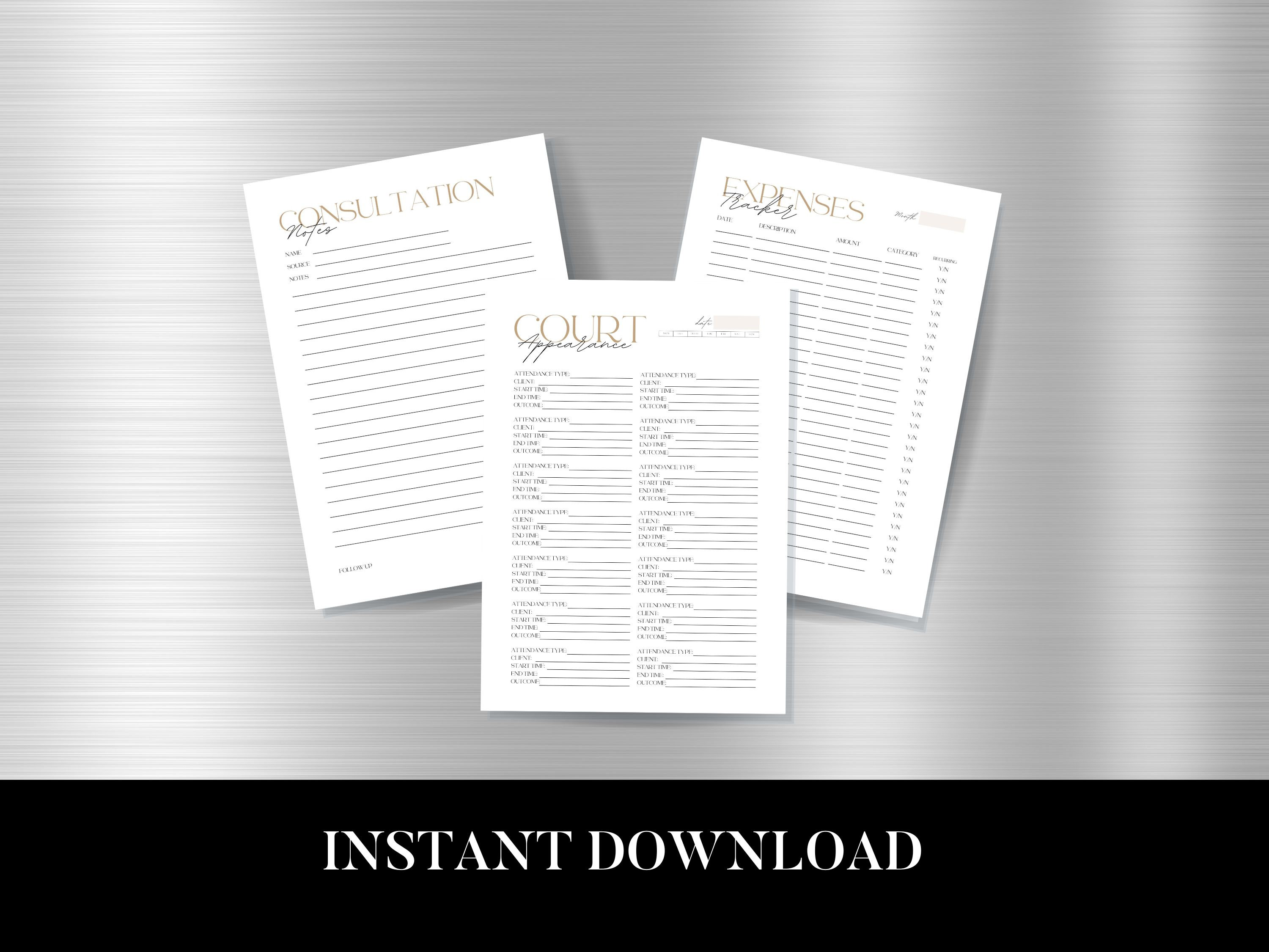 Attorney Planner PDF Legal Practice Client Organizer Digital Lawyer ...