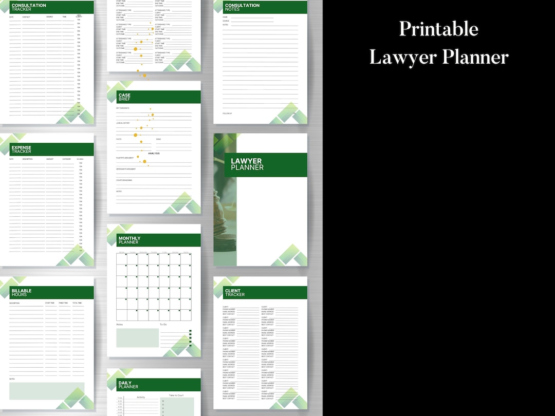 Comprehensive Attorney Planner Printable Lawyer Organizer Legal ...