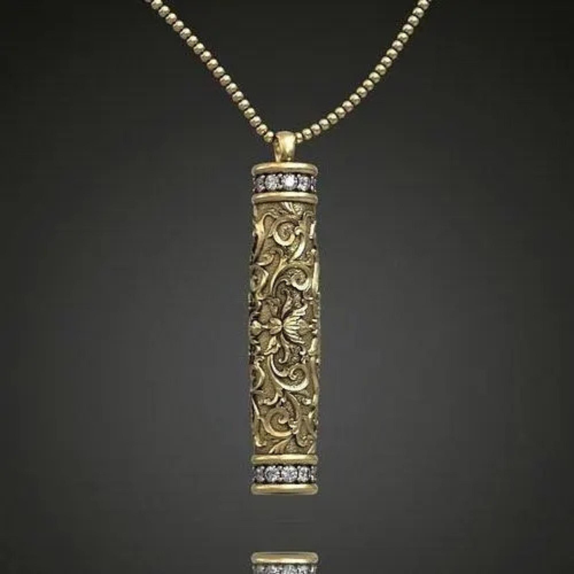 Tube Pendant Baroque Floral Pattern Anniversary Gift Minimalist Pendant ...