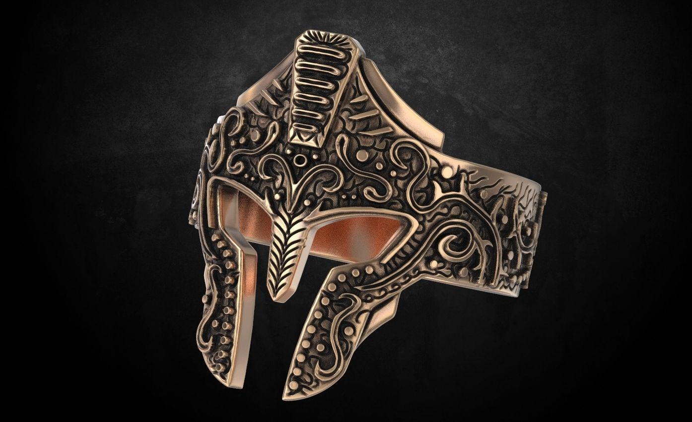 Ancient Greek Knight Helmet Ring Bold Historical Jewelry Anniversary ...