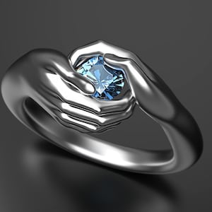 Holding Light Ring Diamond Ring Holding Hands Ring Sterling Silver Hand ...