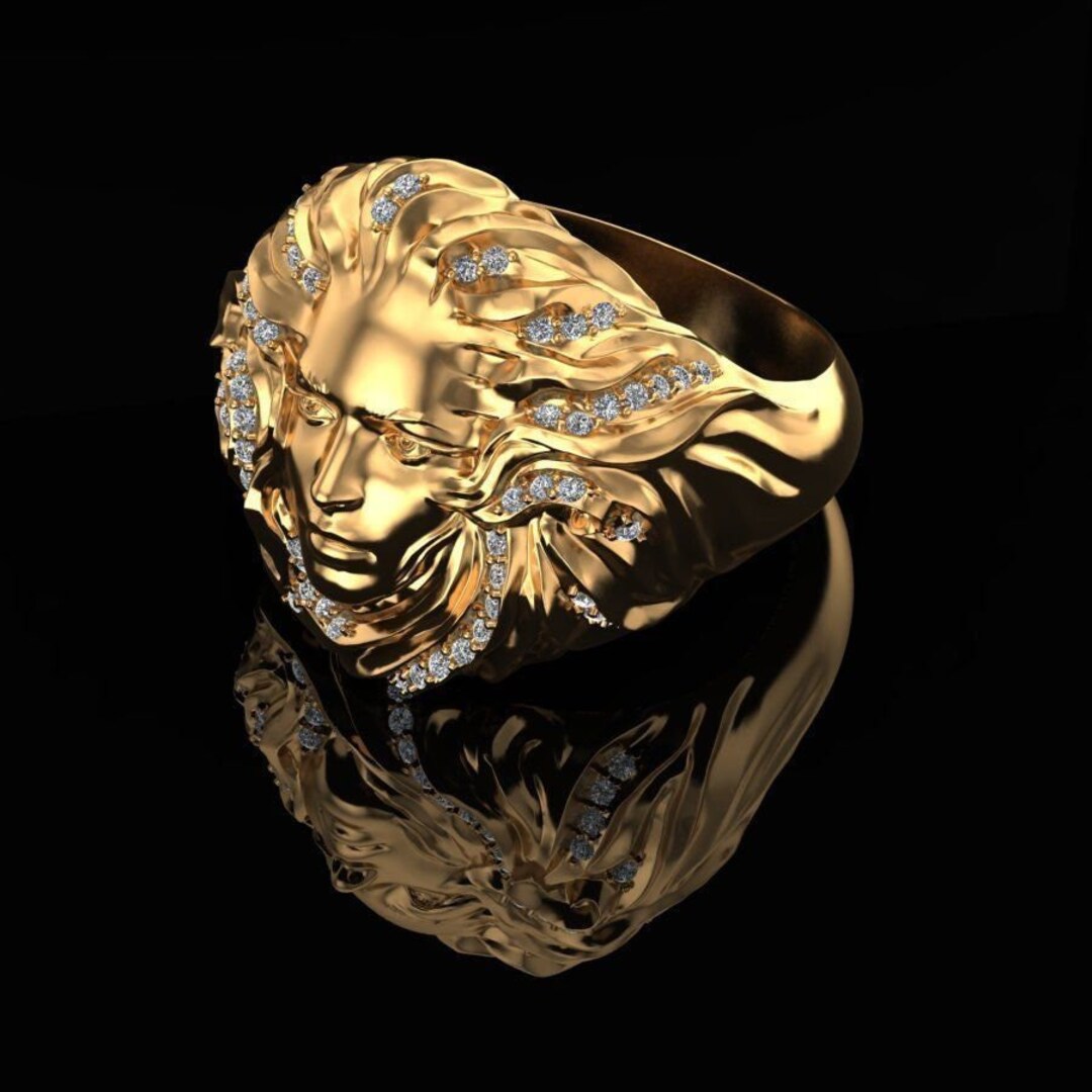 Ancient Greek Face Diamond Ring Unique Statement Ring Ancient Greek ...