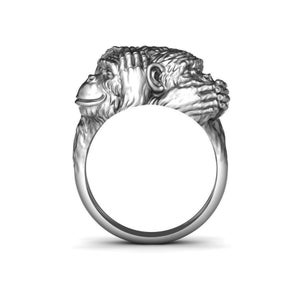 14KT Gold Over Monkey Ring Chimpanzee Ring Minimalist Animal Lover Gift ...