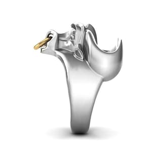 Silver Bull Head Men Ring Angry Bull Jewelry Biker Punk Jewelry Large ...