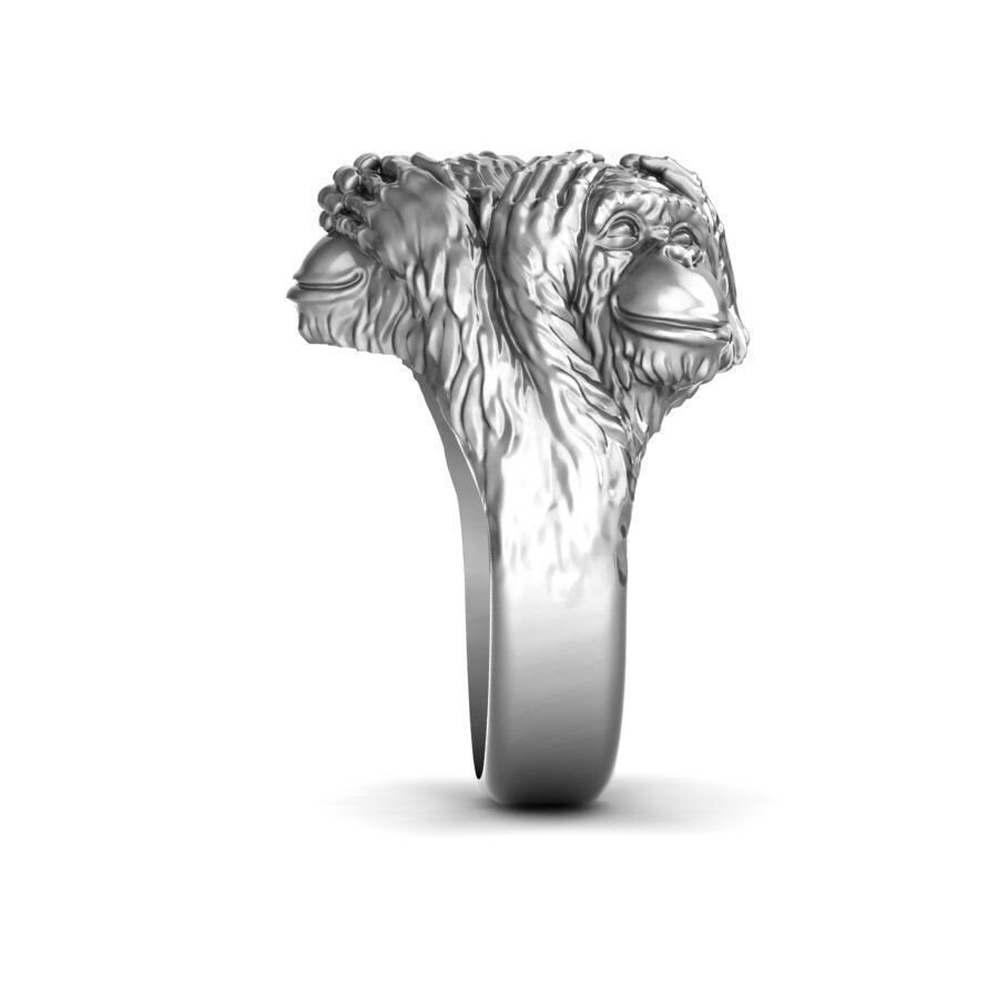 14KT Gold Over Monkey Ring Chimpanzee Ring Minimalist Animal Lover Gift ...