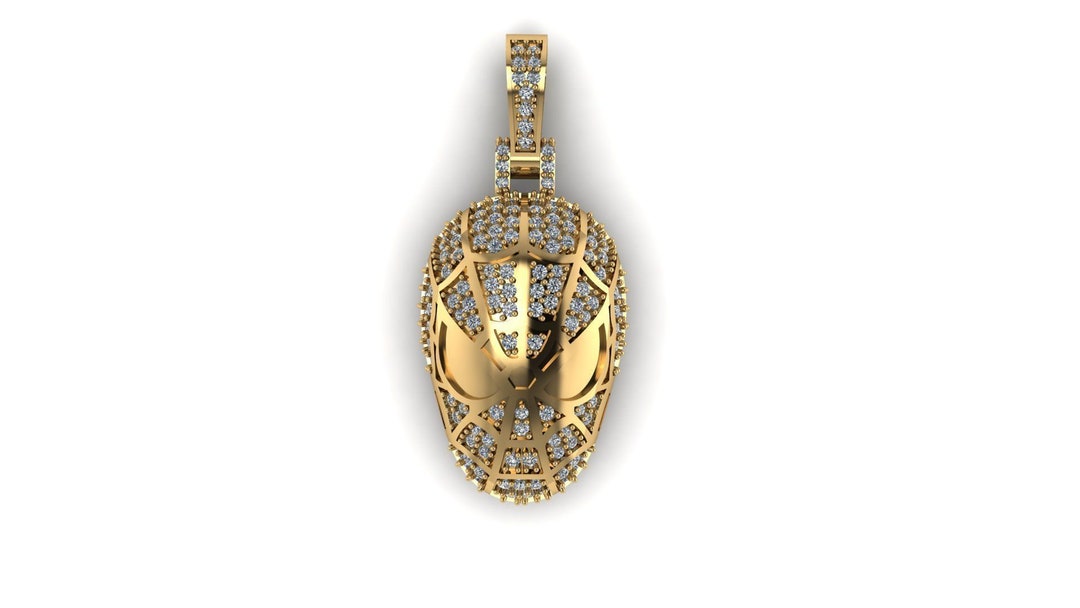 14KT Yellow Gold Over Vintage Spider Man Mask Pendant Superhero Charm ...