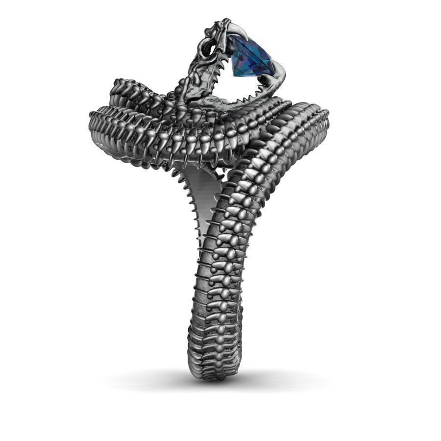 14KT Gold Over Snake Ring London Blue Topaz Diamond Serpent Ring ...
