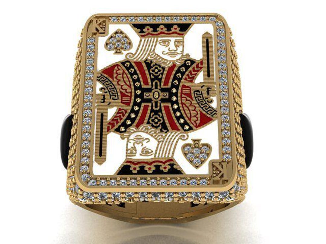 King Ace of Spades Ring Hip Hop Men's Ring Poker Lucky Card Ring ...