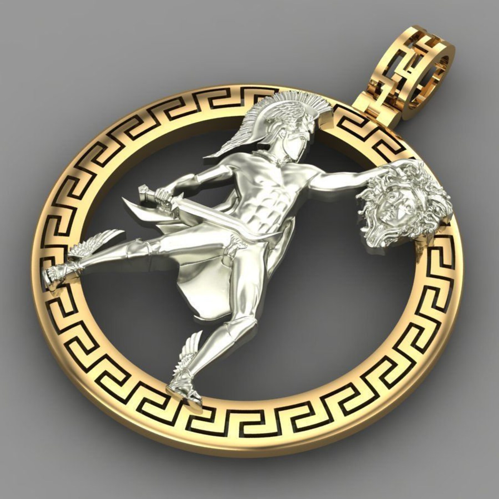 Medusa Charm Necklace 14KT Yellow Gold Plated Greek Mythology Inspired ...