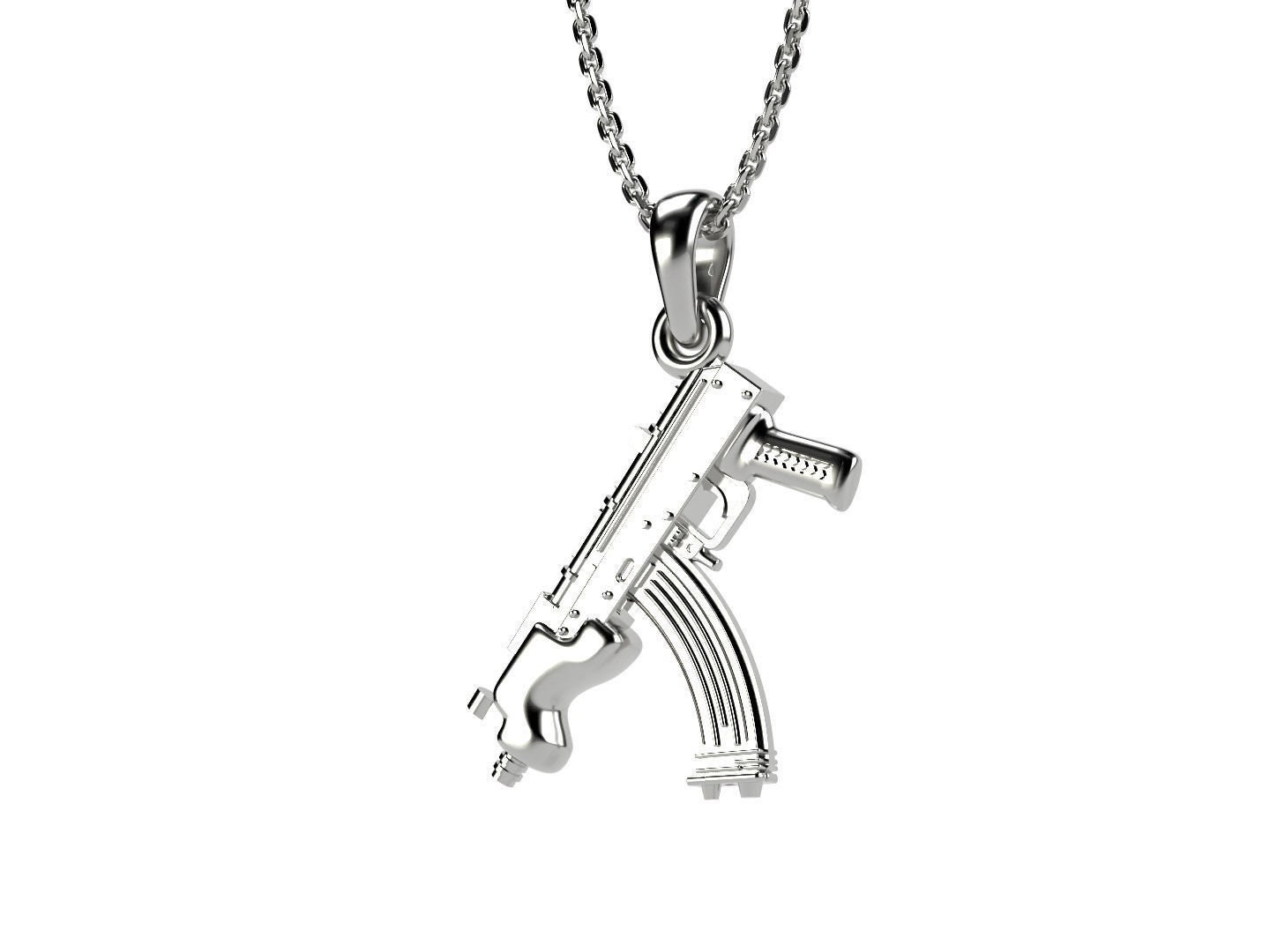 Draco Gun Pendant Mini Draco Pendant Charm Silver Gun Men's Pendant ...