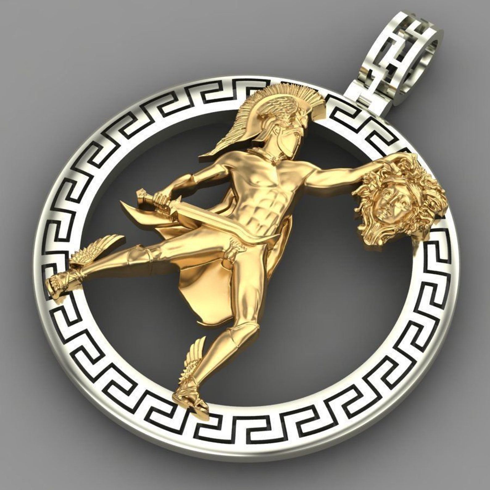 Medusa Charm Necklace 14KT Yellow Gold Plated Greek Mythology Inspired ...