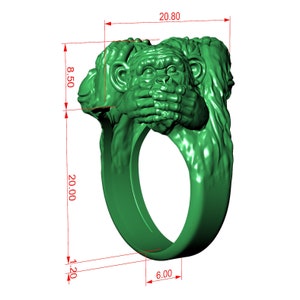 14KT Gold Over Monkey Ring Chimpanzee Ring Minimalist Animal Lover Gift ...