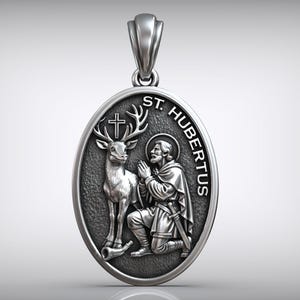 14KT Gold Plated Saint Hubert Medal Pendant for Him and Her Anniversary ...