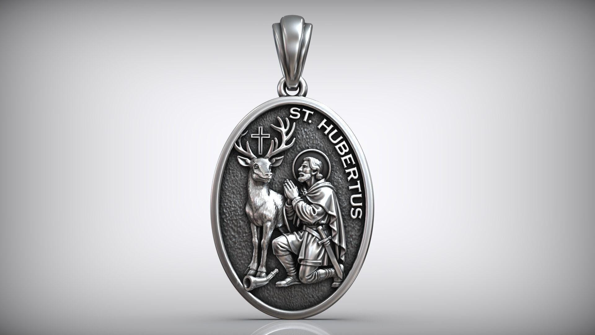 14KT Gold Plated Saint Hubert Medal Pendant for Him and Her Anniversary ...