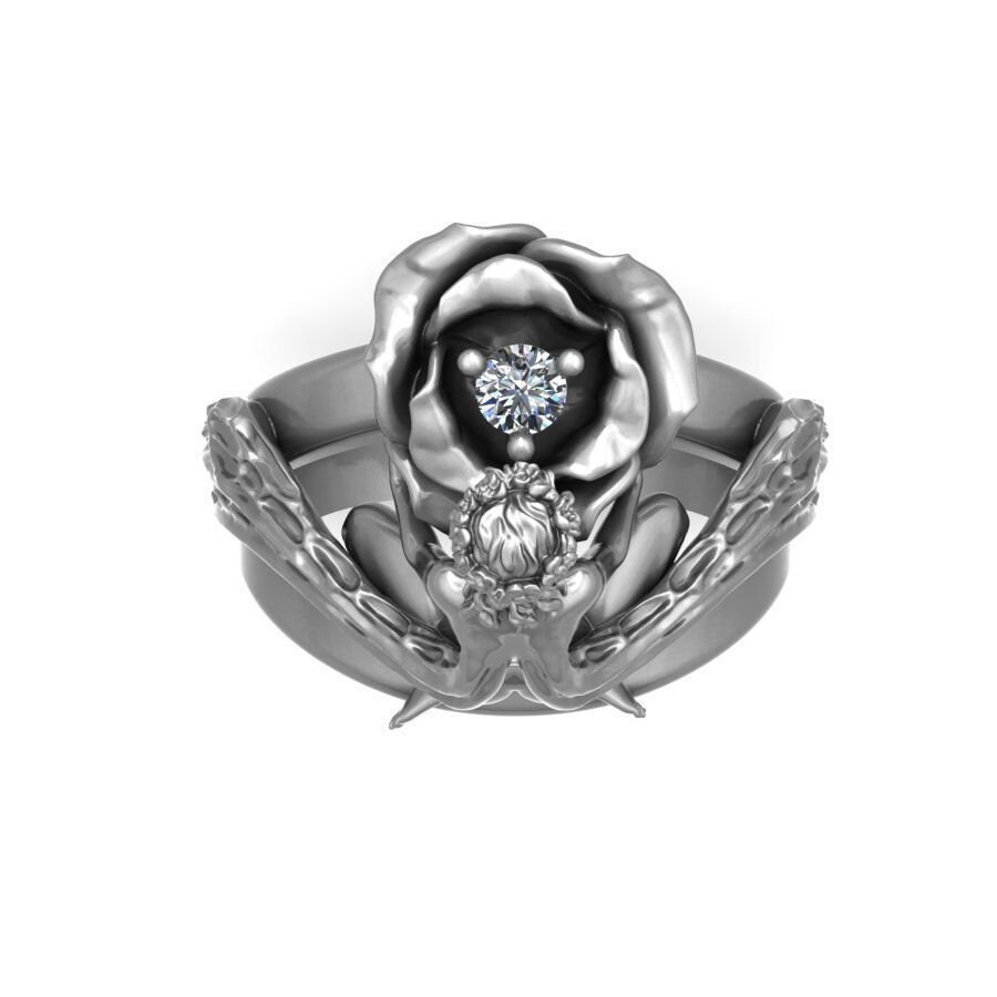 14kt Gold Over Flower Fairy Ring Flower Goddess Sapphire Ring Wedding ...