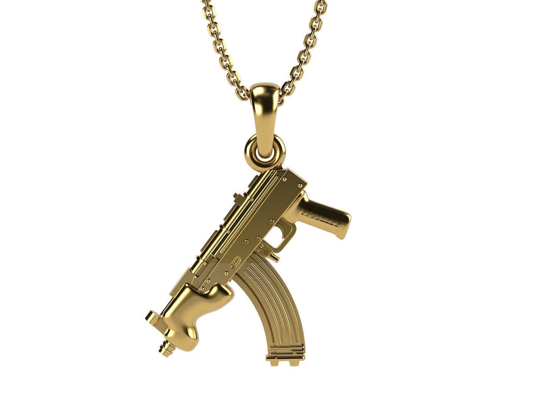 Draco Gun Pendant Mini Draco Pendant Charm Silver Gun Men's Pendant ...