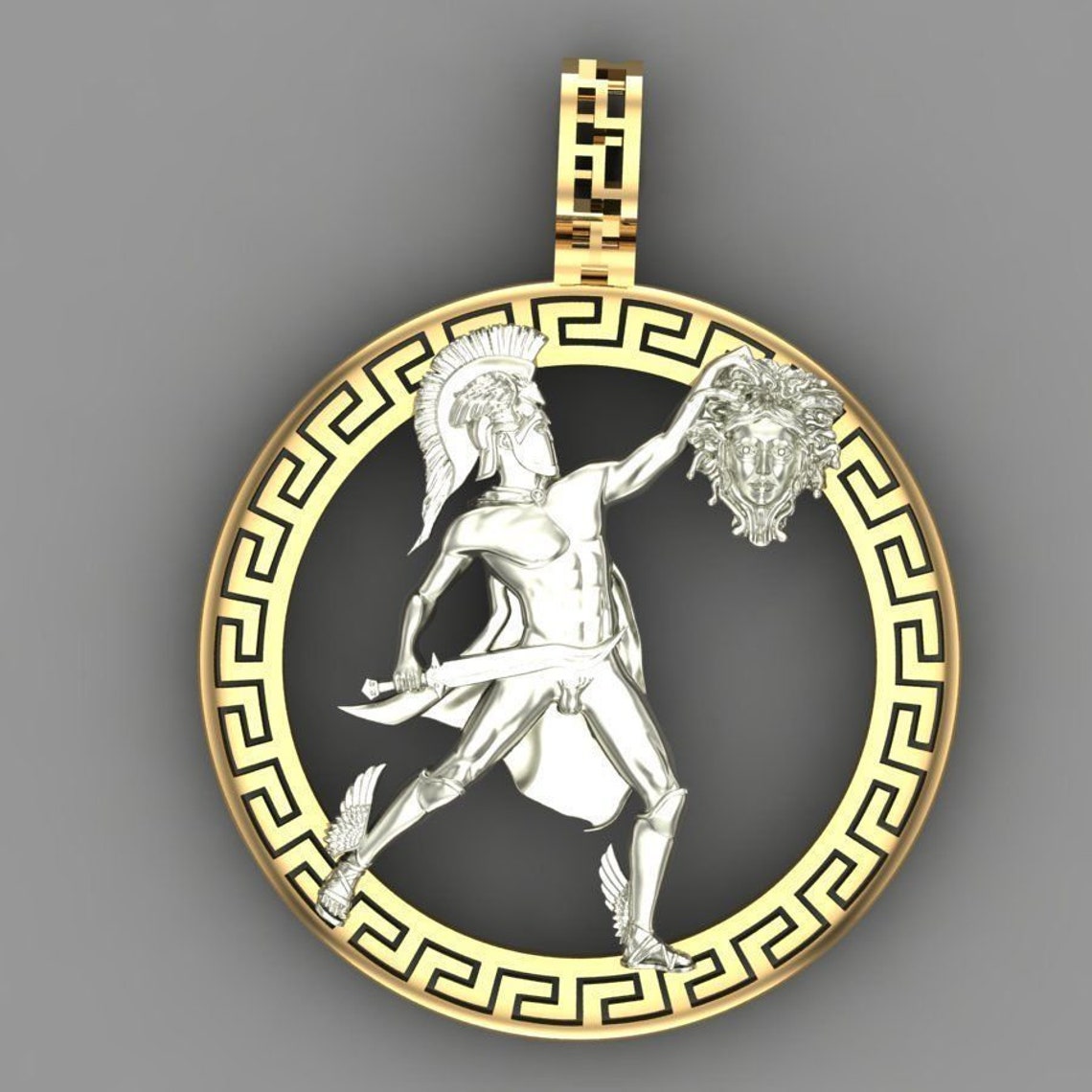Medusa Charm Necklace 14KT Yellow Gold Plated Greek Mythology Inspired ...