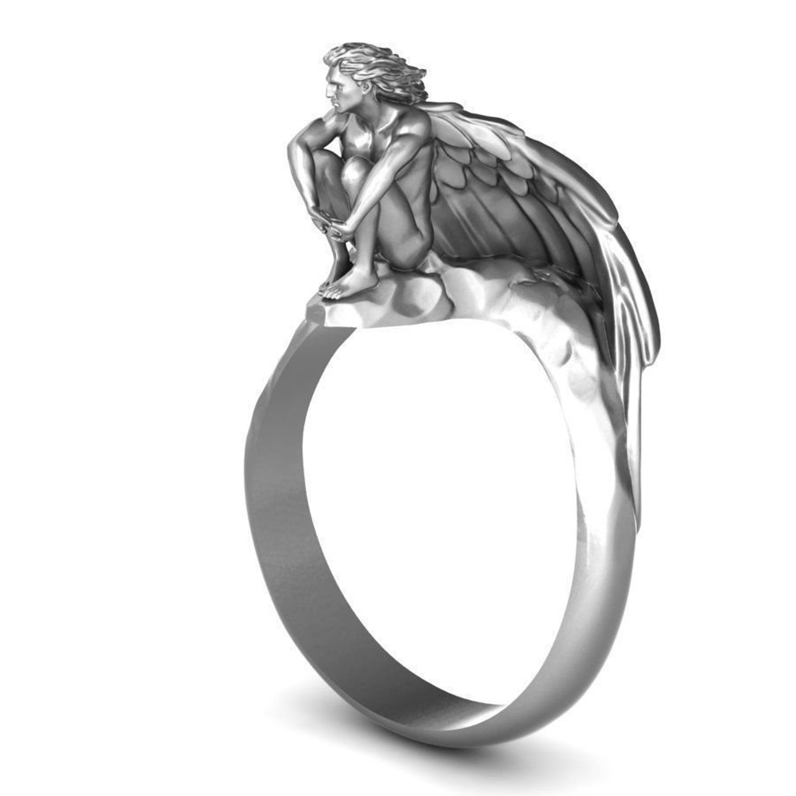 14KT Gold Plated Angel Wing Ring Minimalist Feather Protection Ring ...