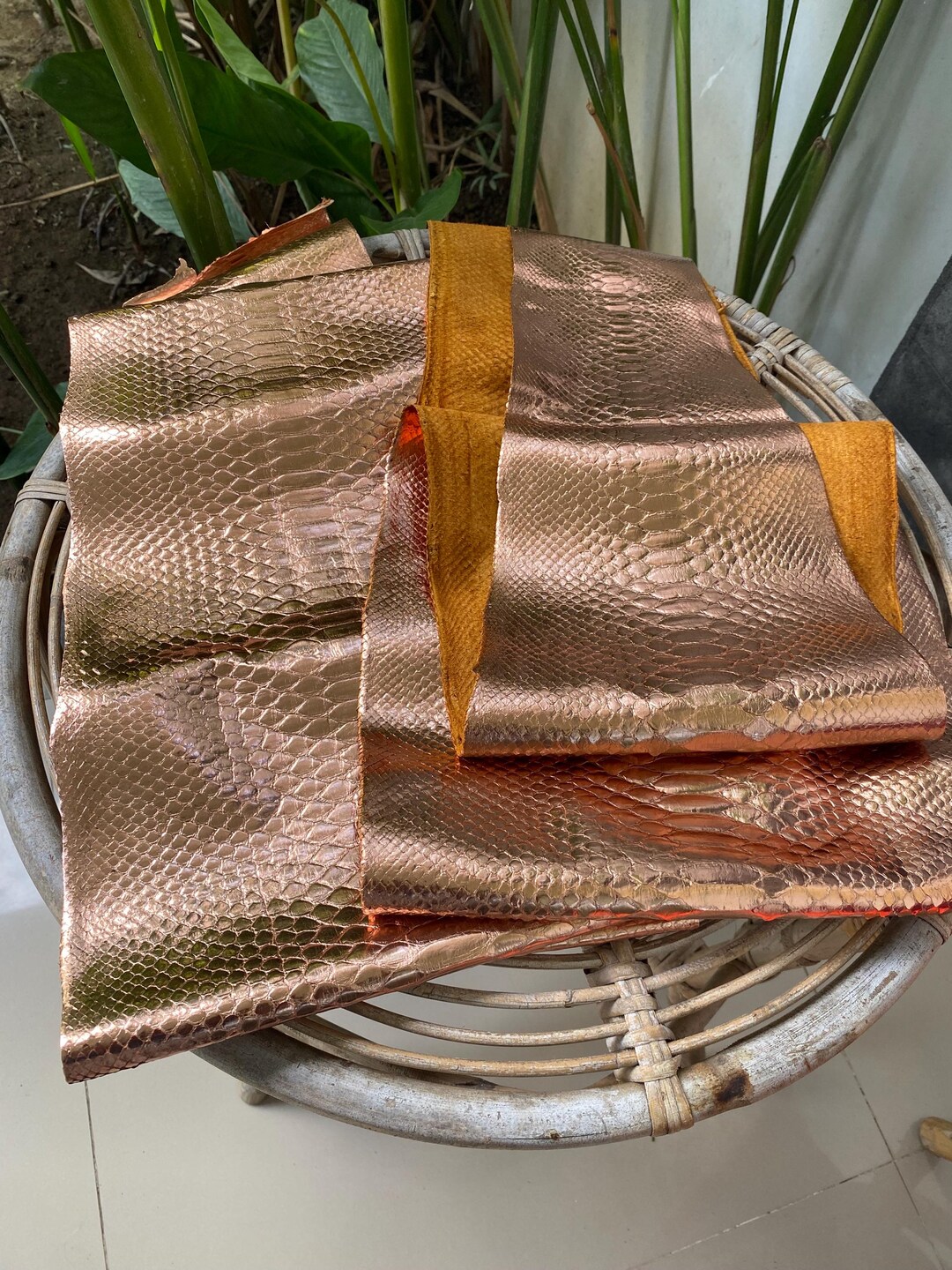 Genuine Python Skin in Rosegold - Etsy