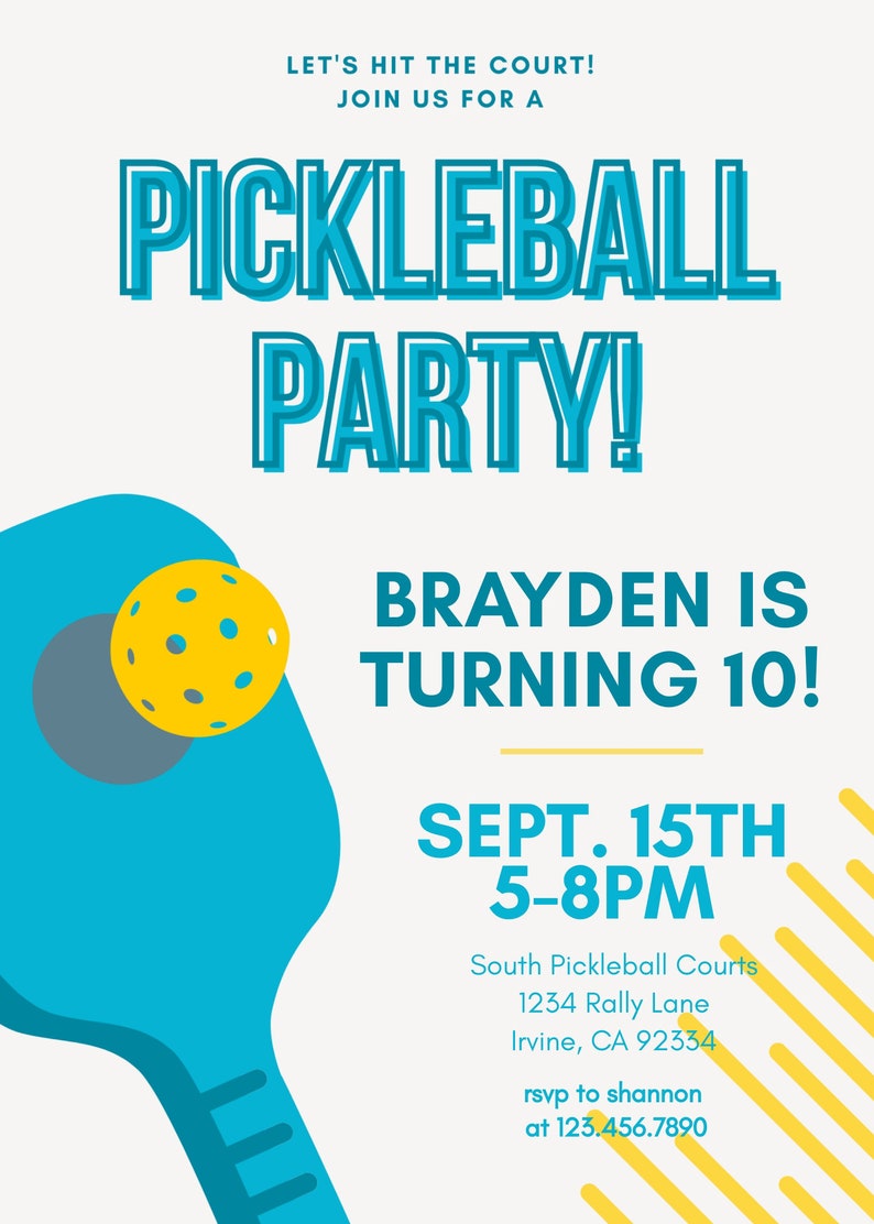 Pickleball Invite | Pickleball Birthday Party Invite | Boys Birthday ...