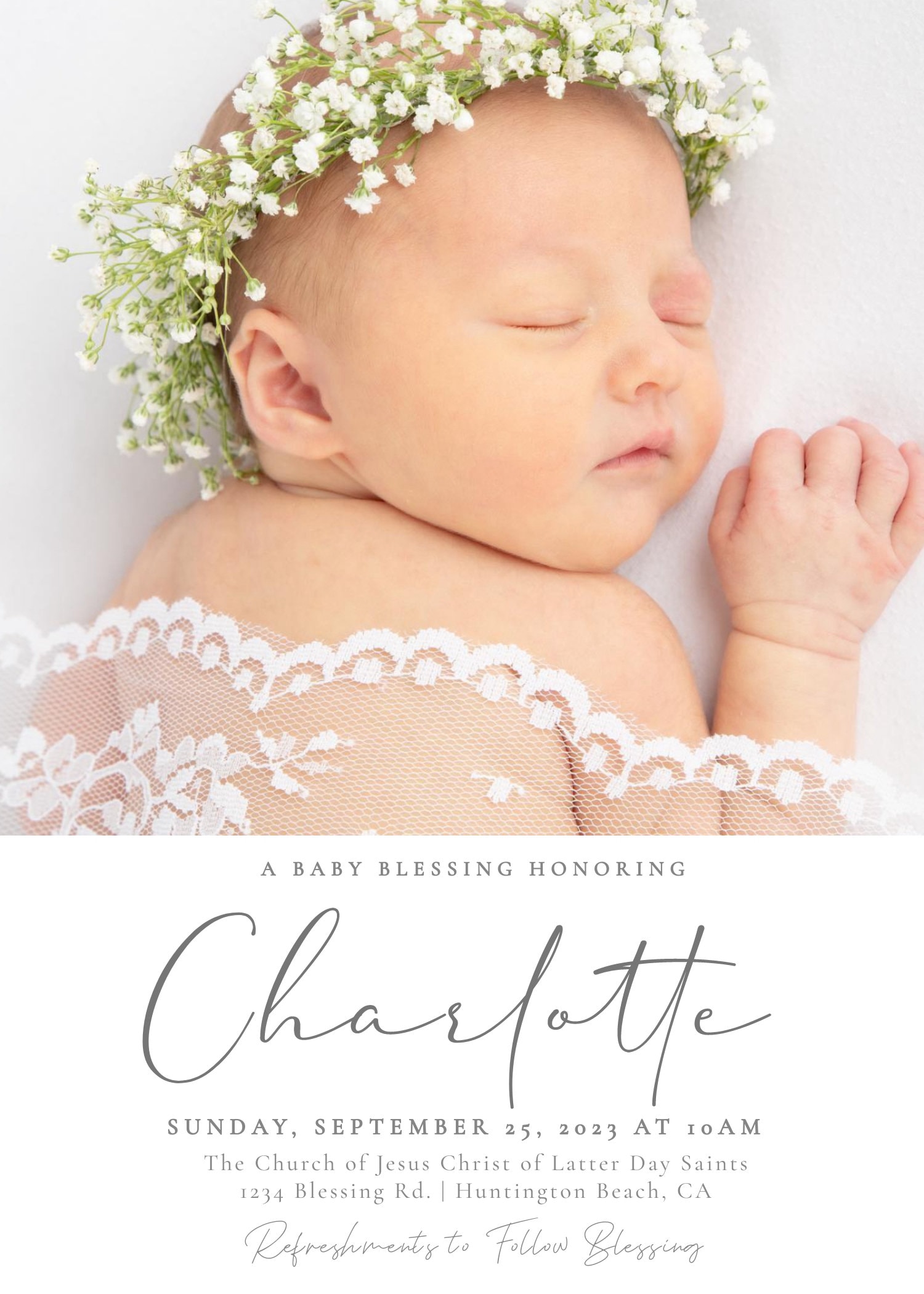 LDS Baby Blessing Invitation Girl | Christening Invitation Template ...