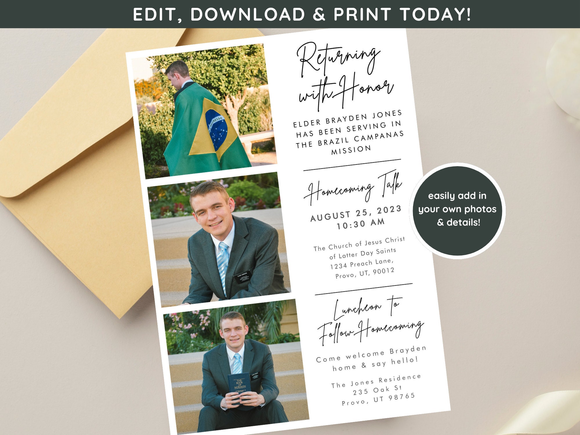 LDS Mission Farewell/homecoming Invitation | Elder Missionary ...