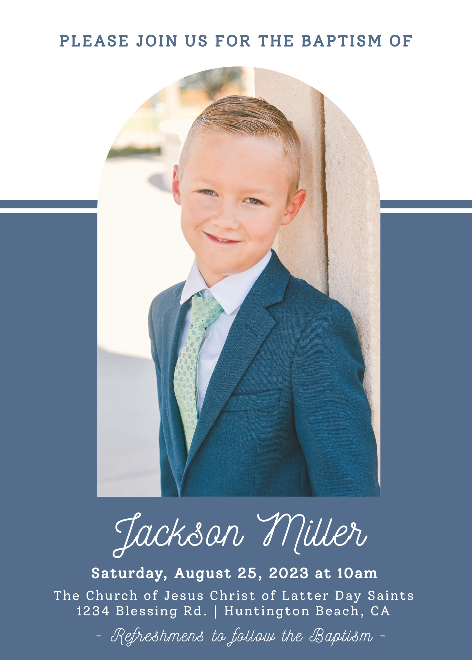 LDS Baptism Invitation Boy Baptism Invitation Template Editable Baptism ...