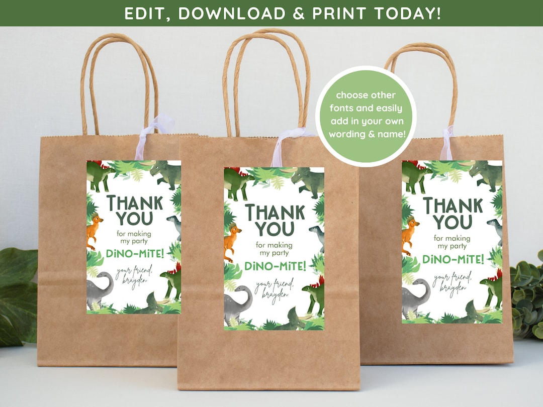 Dinosaur Favor Tag | Dinosaur Birthday Party Gift Tag | Boys Dino ...